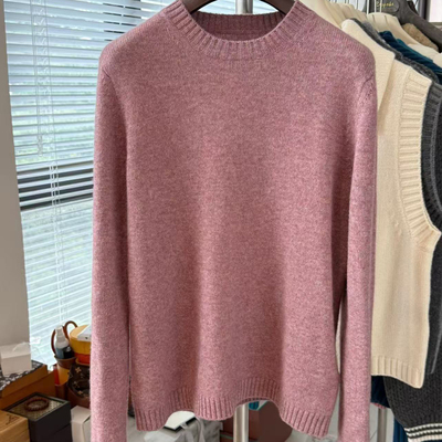经典LP正肩圆领山羊绒针织衫女