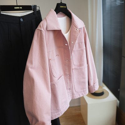 虫小小休闲纯棉翻领工装牛仔外套