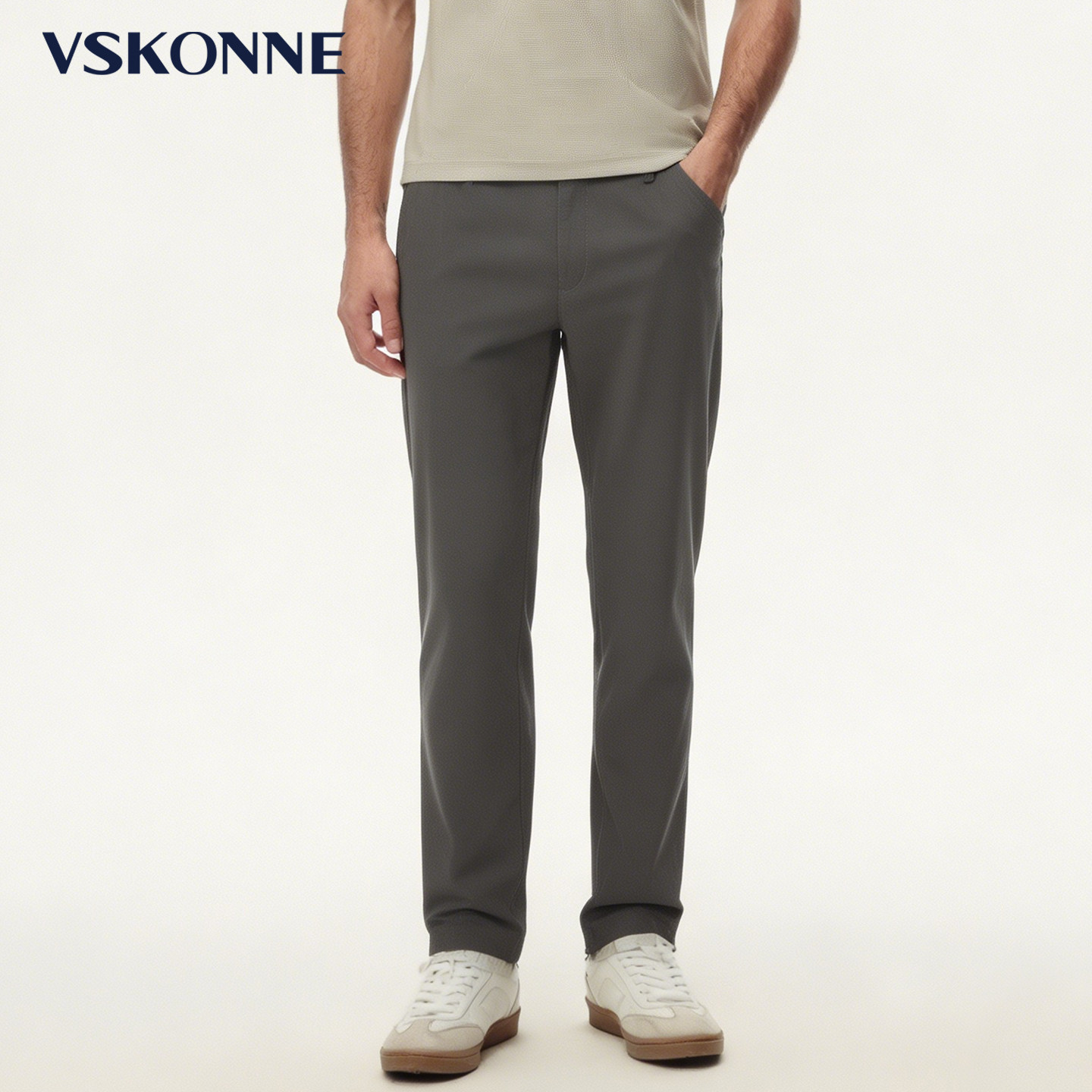 VSKONNE/威斯康尼男装夏季男士轻薄中腰锥形不易褶皱通勤休闲裤男