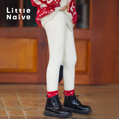 女童外穿针织保暖加厚打底裤
