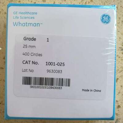 Whatman Grade 1 1001-025纤维素滤纸25mm中速定性滤纸400张/盒