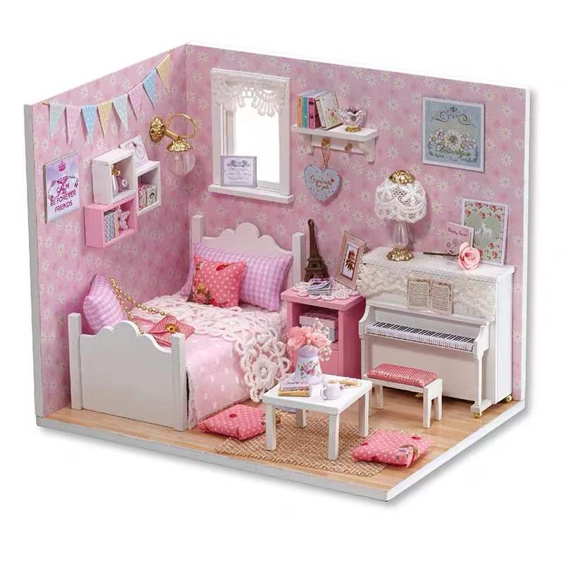 DIY阳光公主小屋手工制作拼装小房子迷你模型玩具儿童节礼物生日