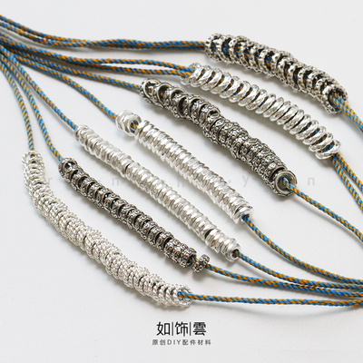 925银多款式盘缠隔片散珠绳编diy