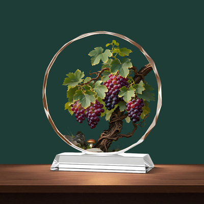 紫气东来葡萄玄关水晶摆件客厅酒柜电视柜多子多福家居装饰品摆台