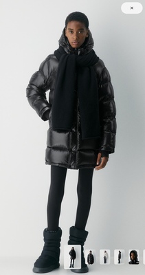 aritzia加拿大女款六格连帽加厚鹅绒800蓬羽绒服亮面常规版中长款