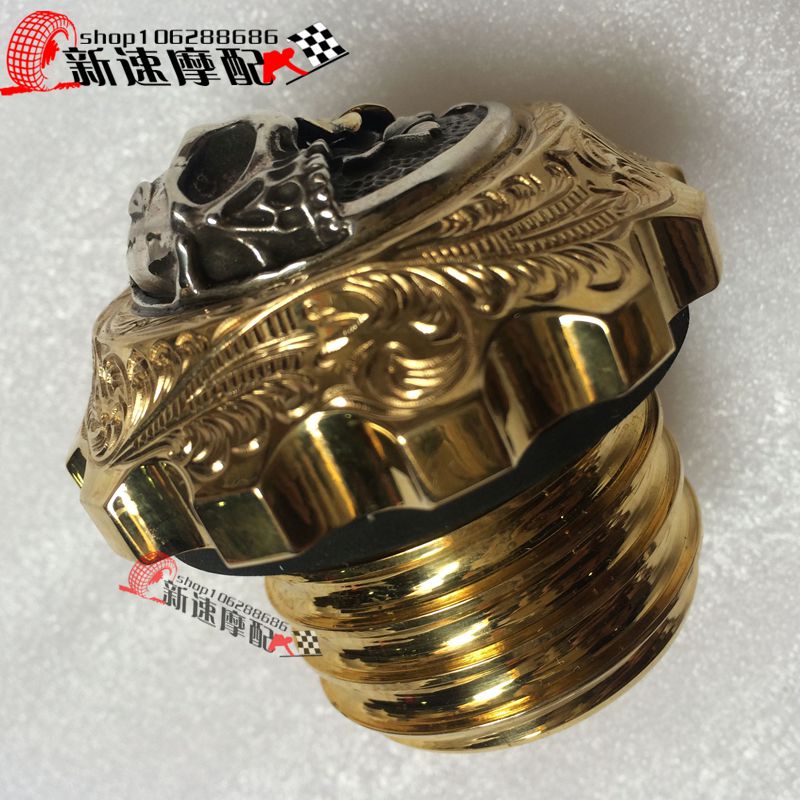 哈雷改装 唐草雕花银饰黄铜油箱盖个性定制 哈雷全系适用