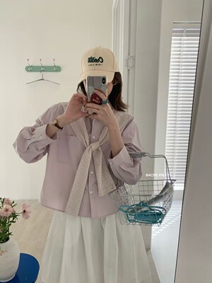 ACME PRETTY早春韩系百搭宽松显瘦披肩衬衫女设计感小众上衣E83