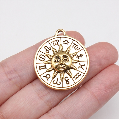 2个/包 30x27mm 多色双面 十二生肖太阳吊坠 ABD-C15381