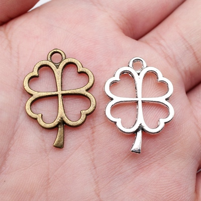 10个/包 24x17mm 多色DIY饰品配件 四叶草吊坠 ABD-C10476