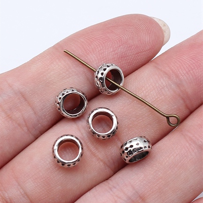 40个/包 7.5x7.5x4mm 古银色锌合金 大孔珠隔位珠 ABD-C16240