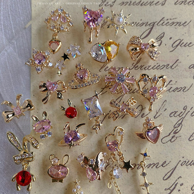 新年兔子美甲锆石y2k熔岩爱心