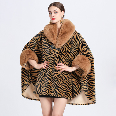 Winter Streetwear Cloak Faux  Poncho Cape Collar Shawl Coat