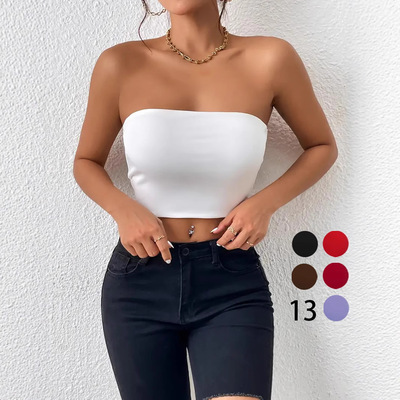性感可外穿露脐抹胸裹胸背心上衣女Sexy Crop Tank Tube Top Vest