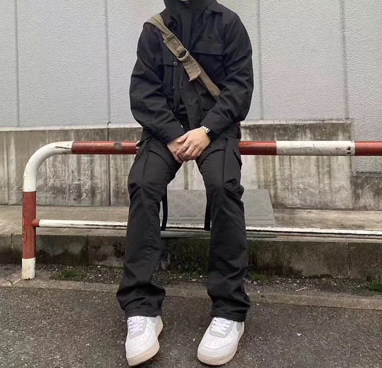 VU JADE KENIJIMA复古绑带工装裤口袋TRAVIS SCOTT同款休闲长裤_虎窝淘