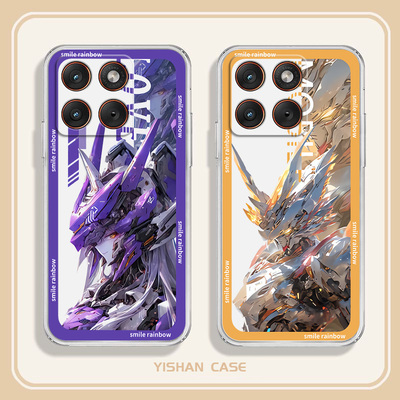 适用于摩托罗拉x70Air手机壳XT2601-1透白软壳卡通机甲炫酷铠甲全包防摔motoX70Air高颜值定制保护套ins风
