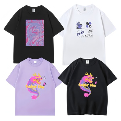 王楚钦山东魏桥同款孙颖莎莎头印花纯棉短袖男女T恤夏季运动训练