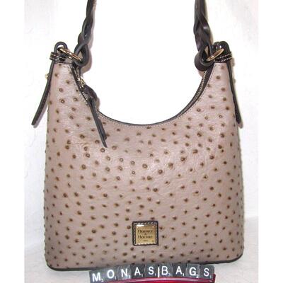 Dooney  Bourke Bryce流浪包单肩包灰褐色鸵鸟真皮328