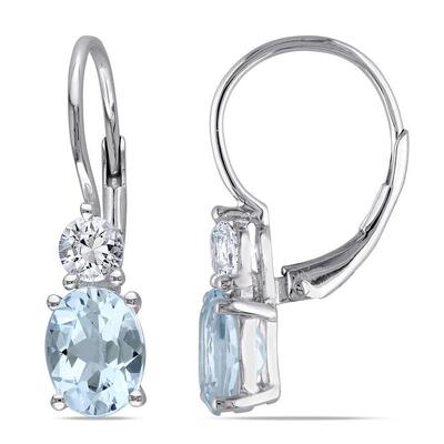 Amour JMS010419耳钉Sterling Silver白色3 5 CT TGW蓝色