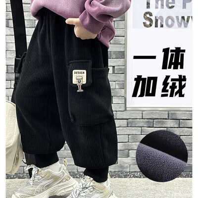 儿童灯芯绒长裤男童加绒裤子