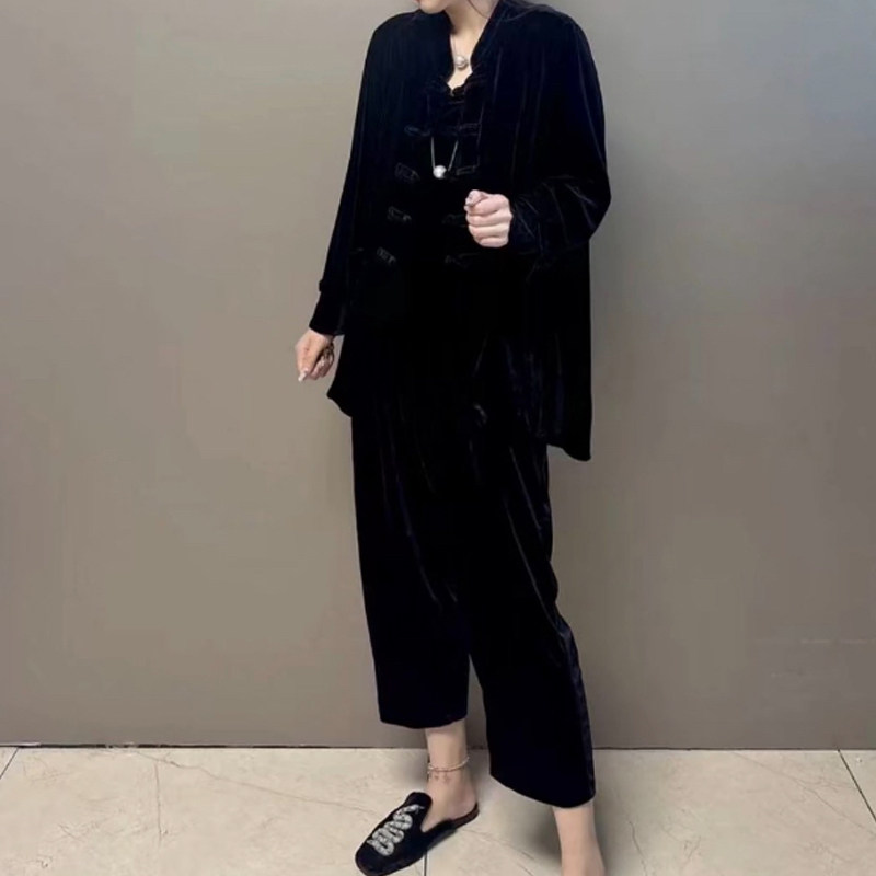 新中式显瘦减龄气质国风外套吊带九分休闲裤套装女早秋时尚三件套