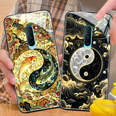 适用oppor17pro手机壳男r17新款R15国潮r15x太极双鱼r11splus中国风高级感r9splus钢化玻璃全包防摔软边外壳