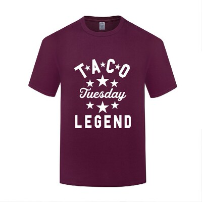 新款创意短袖圆领棉T恤男宽松大码 Taco Tuesday Legend 滑稽搞笑