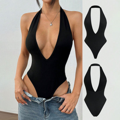 Sexy neck hanging jumpsuit, backless tapered jumpsuit 连体衣