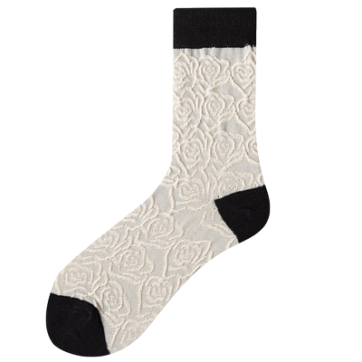 袜子春秋款纯棉ins复古花纹女士