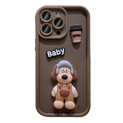 苹果硅胶日韩baby狗咖啡贴片