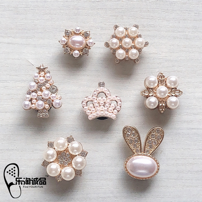 新款Crocs配饰洞洞鞋花金属珍珠