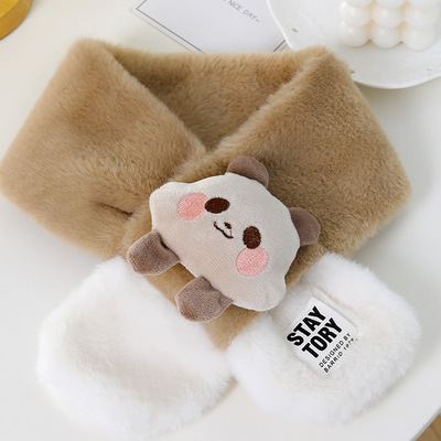 儿童围脖男童2026新款可爱卡通毛绒脖套女童冬季户外防风保暖围巾