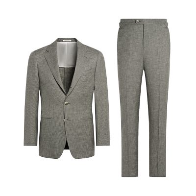 SUITSUPPLY秋中绿色S120支羊毛西服修身男士西装套装