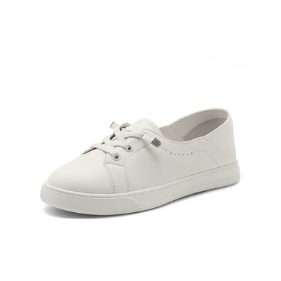 森达板鞋女款2025夏新商场同款纯色平底休闲小白鞋XDN01BA5