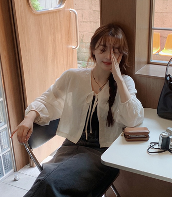 Slowand简约素雅系带长袖衬衫