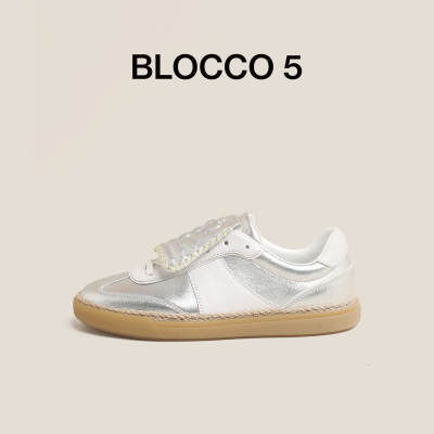 【冯娃娃同款】BLOCCO5板鞋春休闲鞋可拆卸鞋舌银色问号德训鞋女