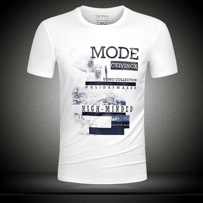 潮牌短袖修身男士印花大牌特惠