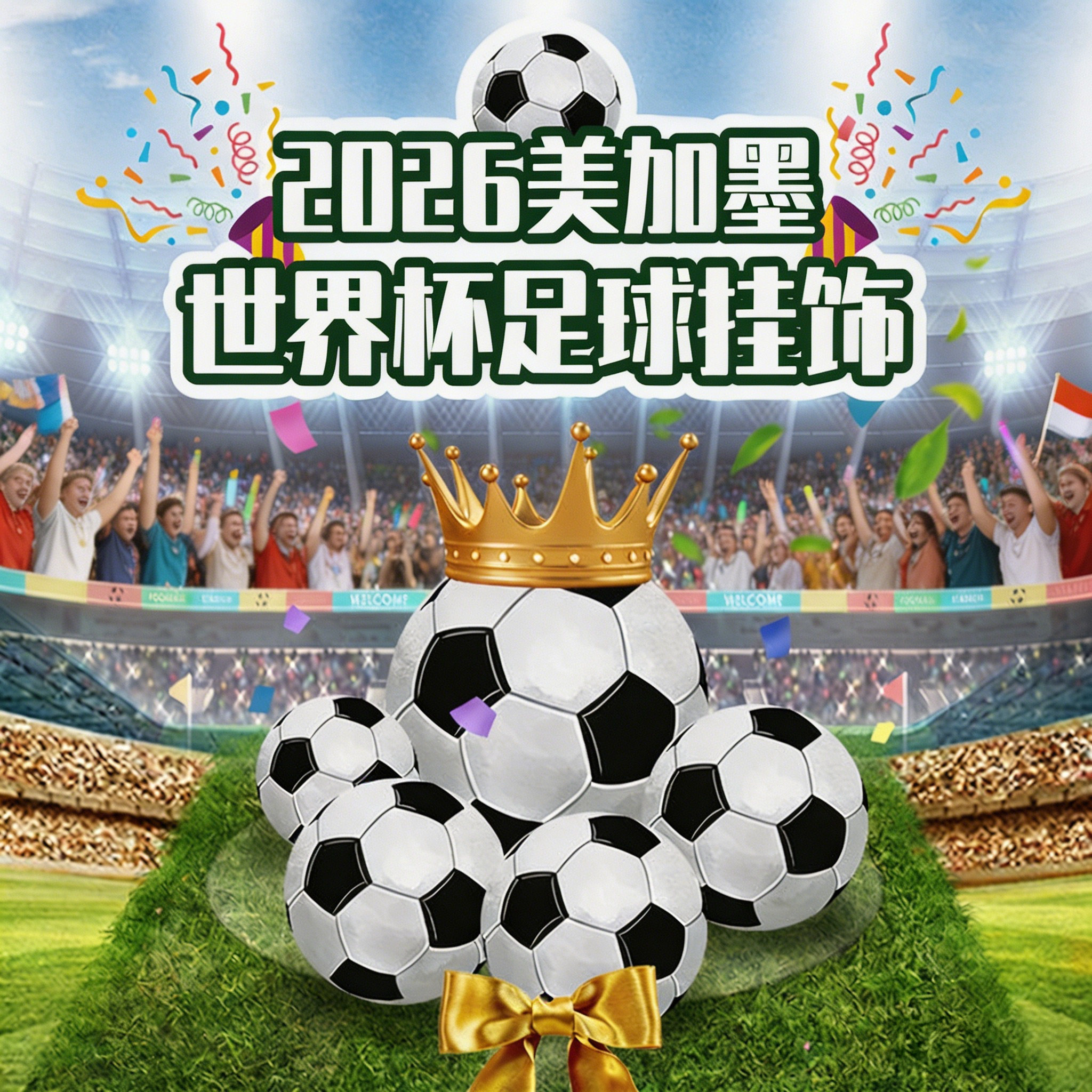 2026世界杯足球主题装饰气球体彩店内装扮背景墙悬挂吊球酒吧球迷用品观赛48强美加墨比赛场景氛围布置道具