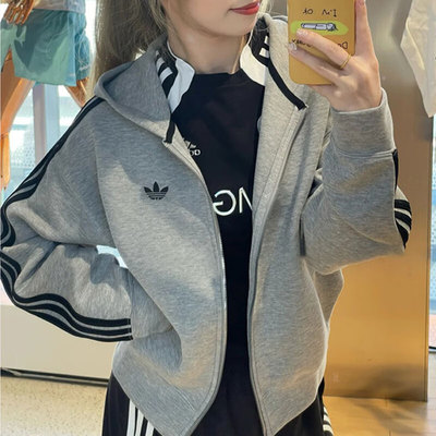 阿迪达斯（adidas）三叶草连帽卫衣休闲运动服舒适夹克开衫JY2620
