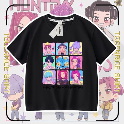 猎魔女团KPop Demon Hunters sajaboys男女童短袖T恤休闲宽松上衣
