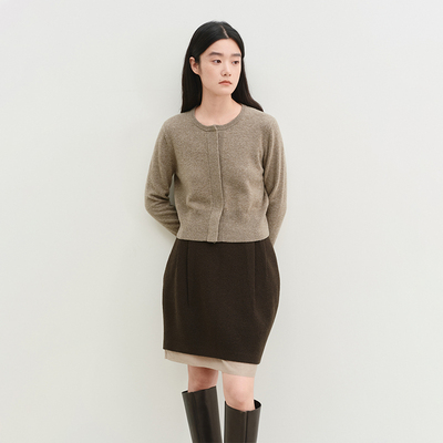 SETTE SEVEN【天丝羊毛】针织圈圈肌理复古经典花苞半裙102315