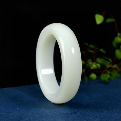 天然新疆和田玉羊脂玉白玉手镯宽镯玉质细腻油润老坑料57.5mm犹