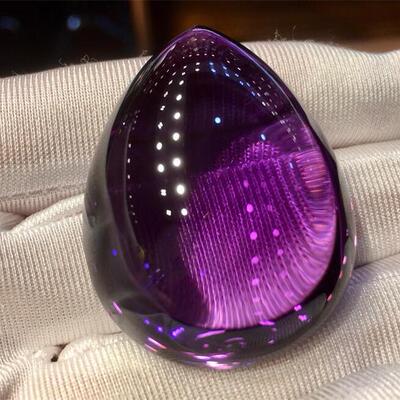 天然巴西水晶紫罗兰色紫水晶水滴型项链吊坠31.2克通透体礼物速