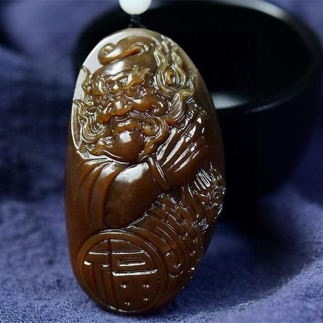 天然新疆和田玉糖玉钟馗降魔玉坠把玩件挂件玉质油润细腻90.7克犹