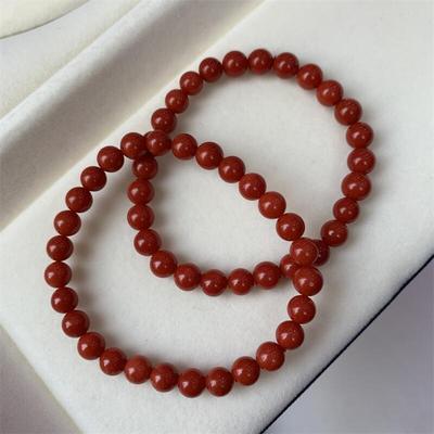 天然科珊瑚圆珠手串7mm科西卡牛血红原色阿卡沙丁深海红科西嘉颂