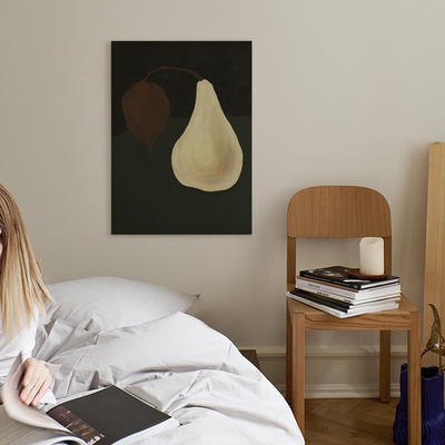 一颗梨 侘寂赤贫风简约艺术油画装饰画民宿公寓酒店客厅玄关挂画