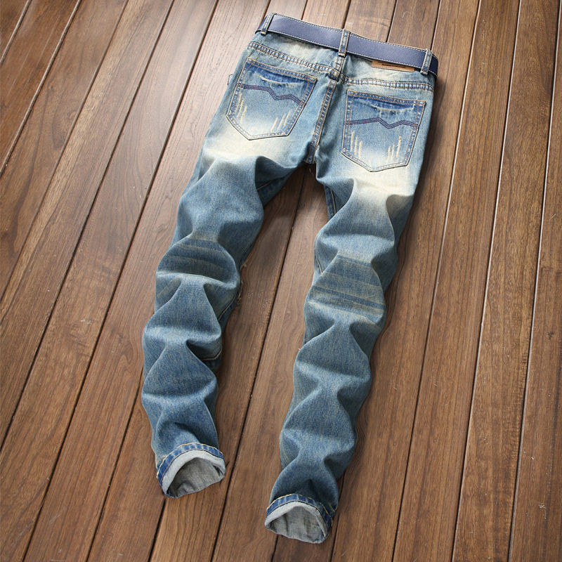 Spring jeans, men's slim fitting small straight leg pants, b_虎窝淘