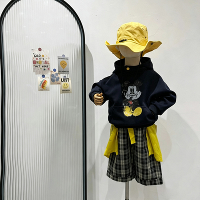 卡通屁帘格子裤男儿童时尚洋气