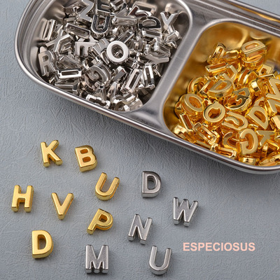 金色电镀CCB英文字母扁孔散珠子