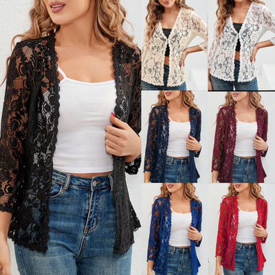 2026 Loose All-match Plus Size Sun Protection Lace Hollow-ou