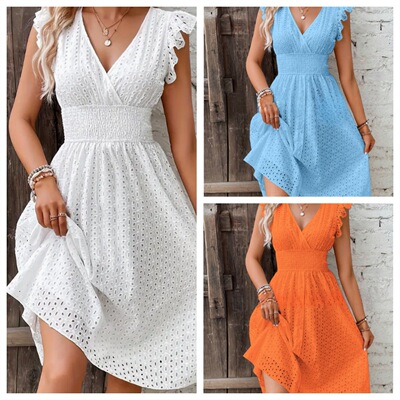 2026 Women’s Mid-length Dress, Jacquard Hollow-out, Slimmin